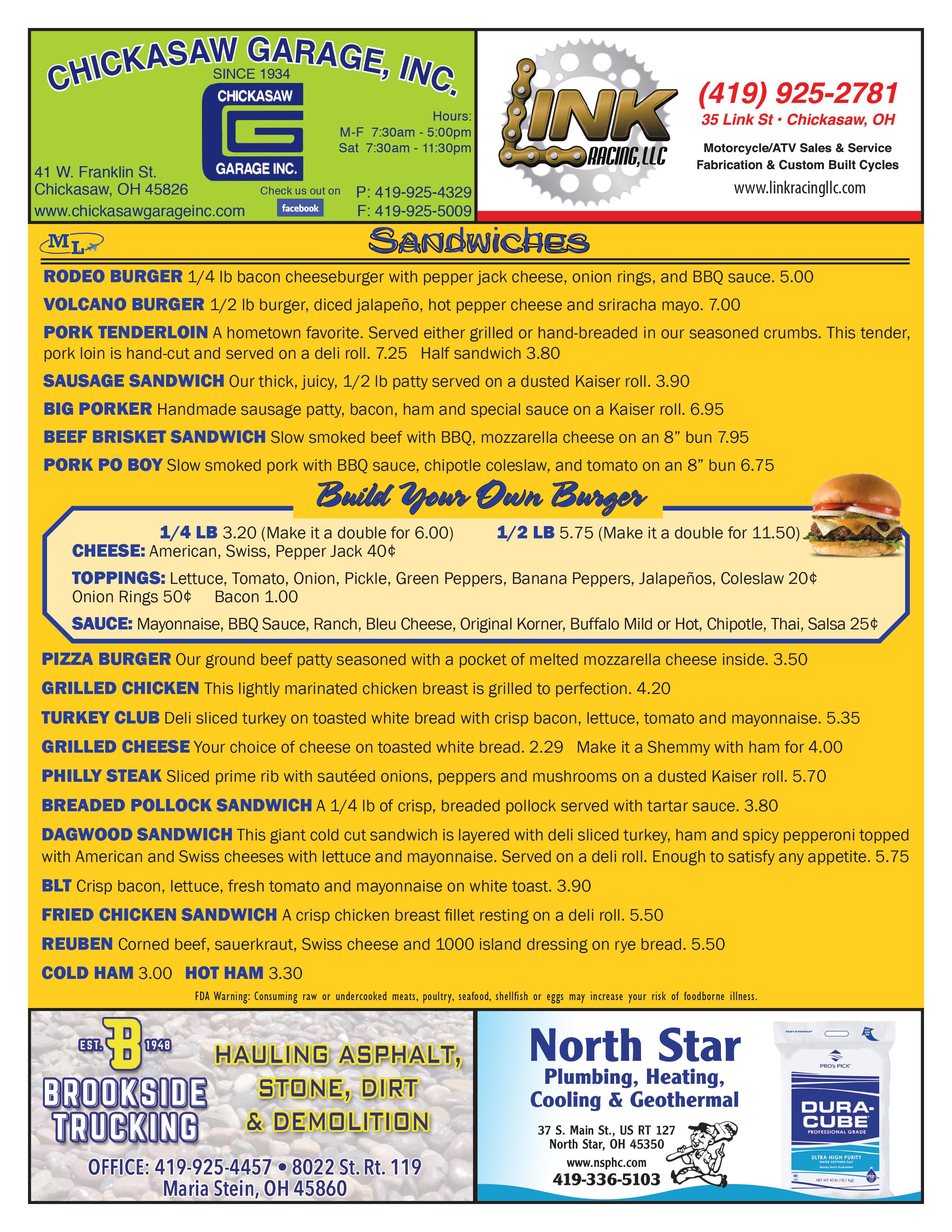 Menu | Korner Kafe