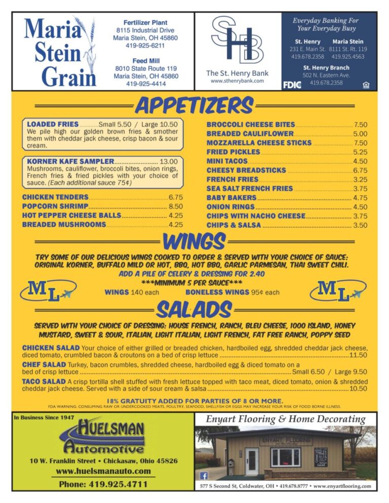 Menu - Korner Kafe
